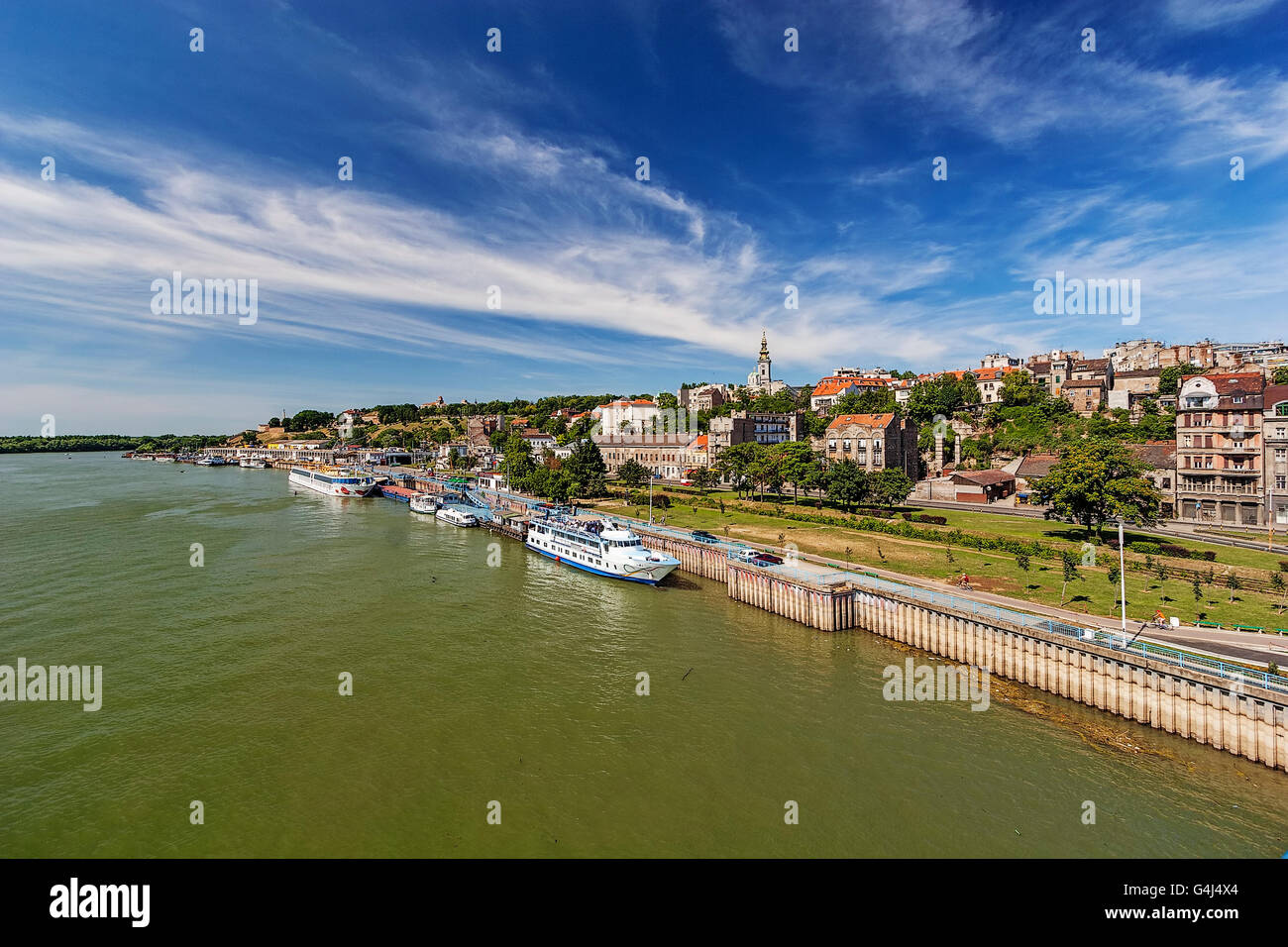 Panorama view on Belgrade fortress and old part of town, on confluence ...