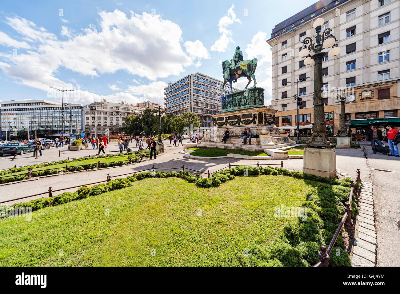Belgrade Republic Square with monument of Prince Michail in downtown ...