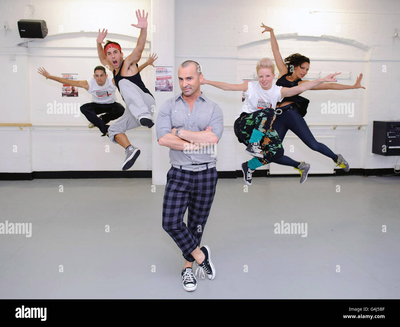 Louie Spence pictured with dancers at Pineapple studios in London where ...