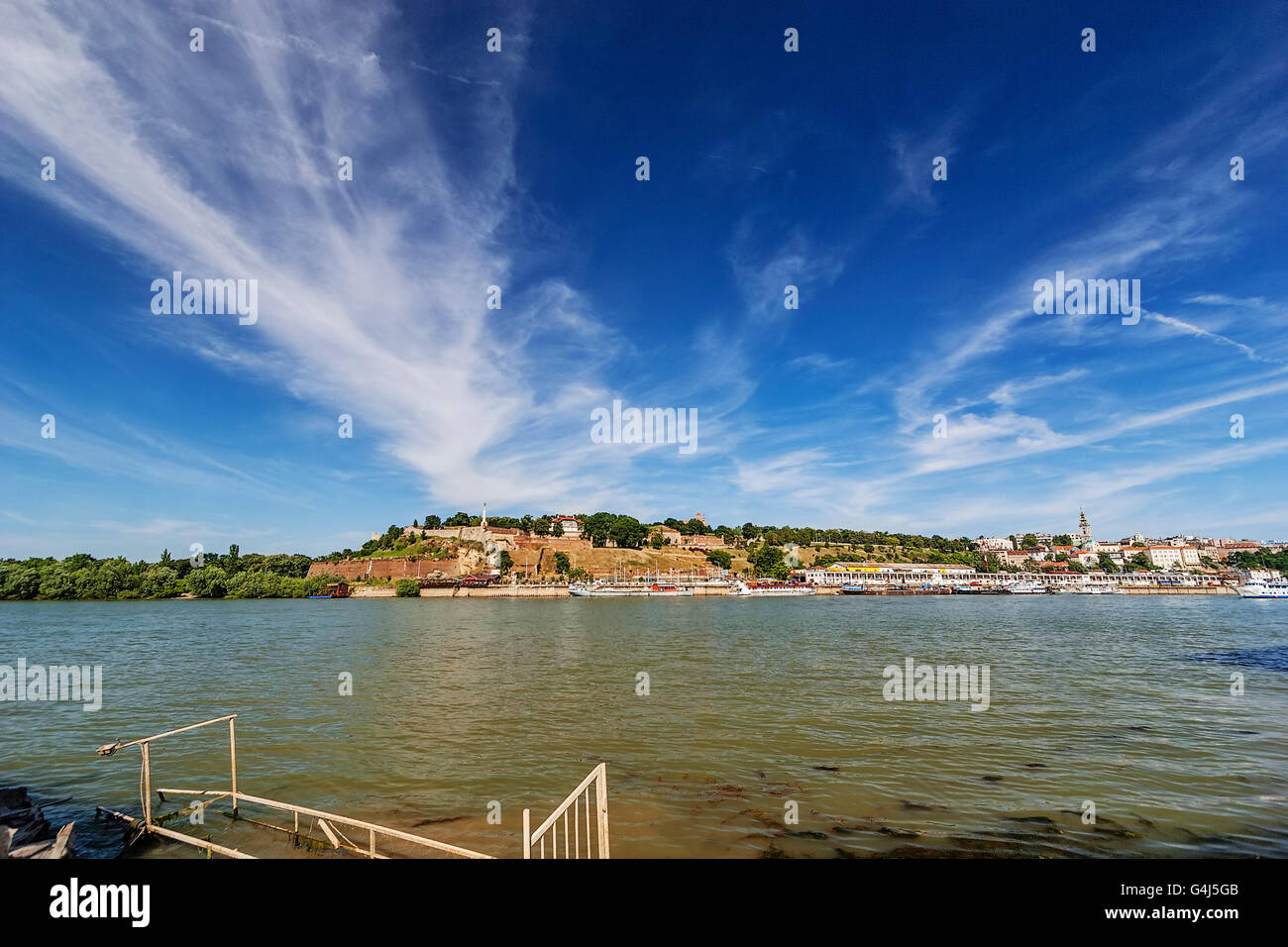 Panorama view on Belgrade fortress and old part of town, on confluence ...