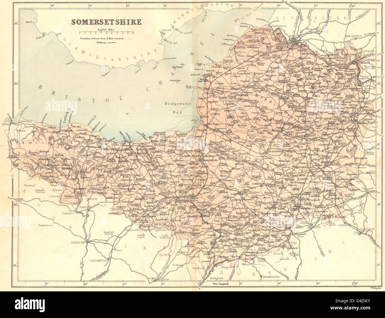 SOMERSET: Virtue. County map. Somersetshire, 1860 Stock Photo - Alamy