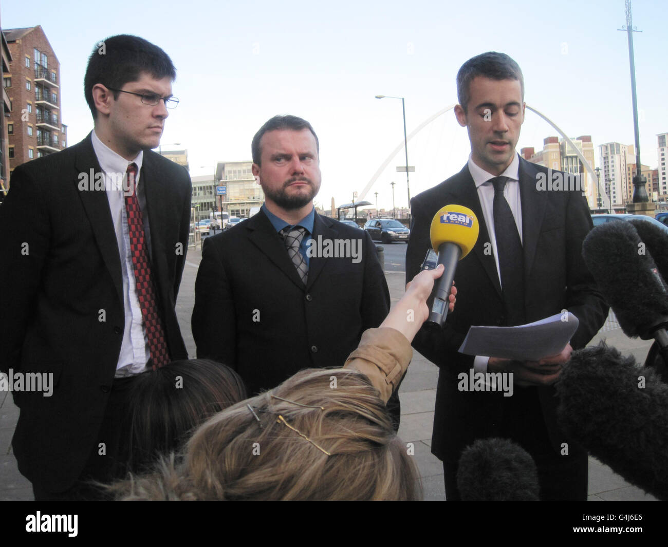 Roaul Moat's half brother Angus Moat, (centre), listens to his ...