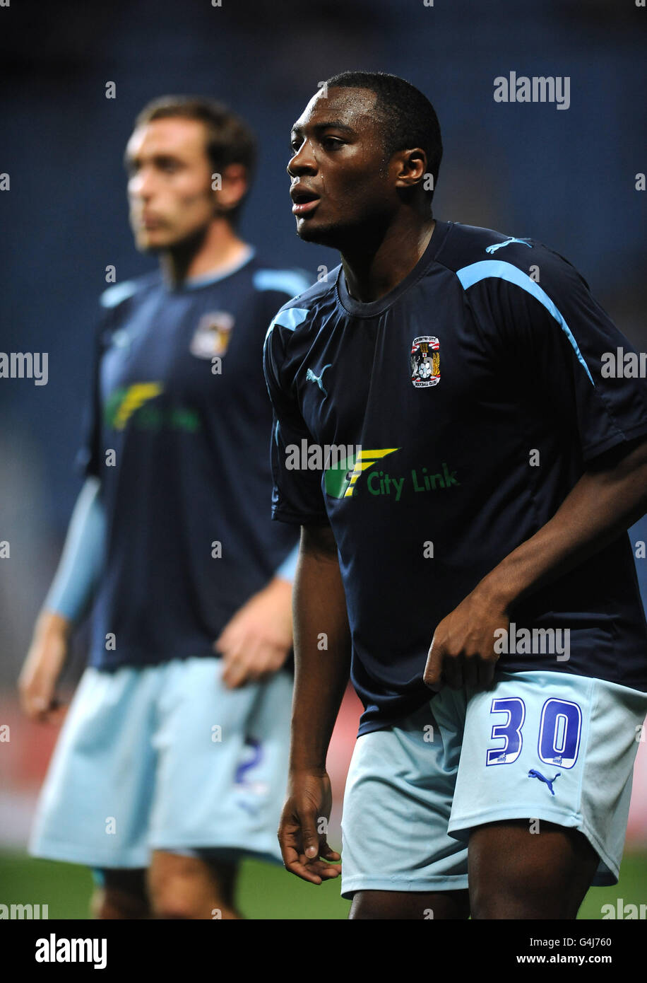 Coventry City's Nathan Cameron (right) and Richard Keogh during the pre ...