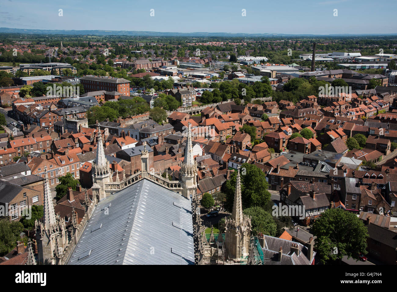 Spectacular, panoramic view eastwards over a sunny York city, from the ...