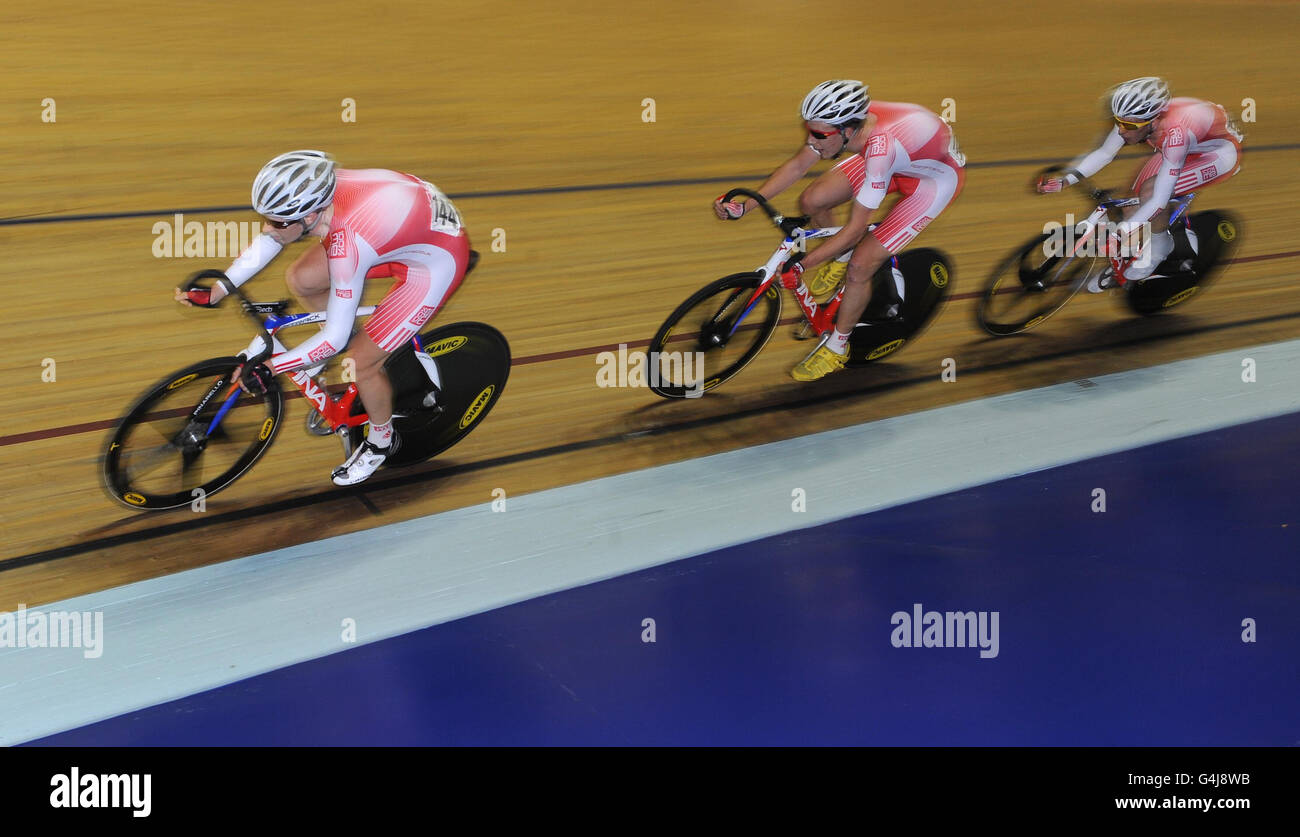 Team 100% ME's Jonathan Mould (centre) on his way to victory in the Men ...