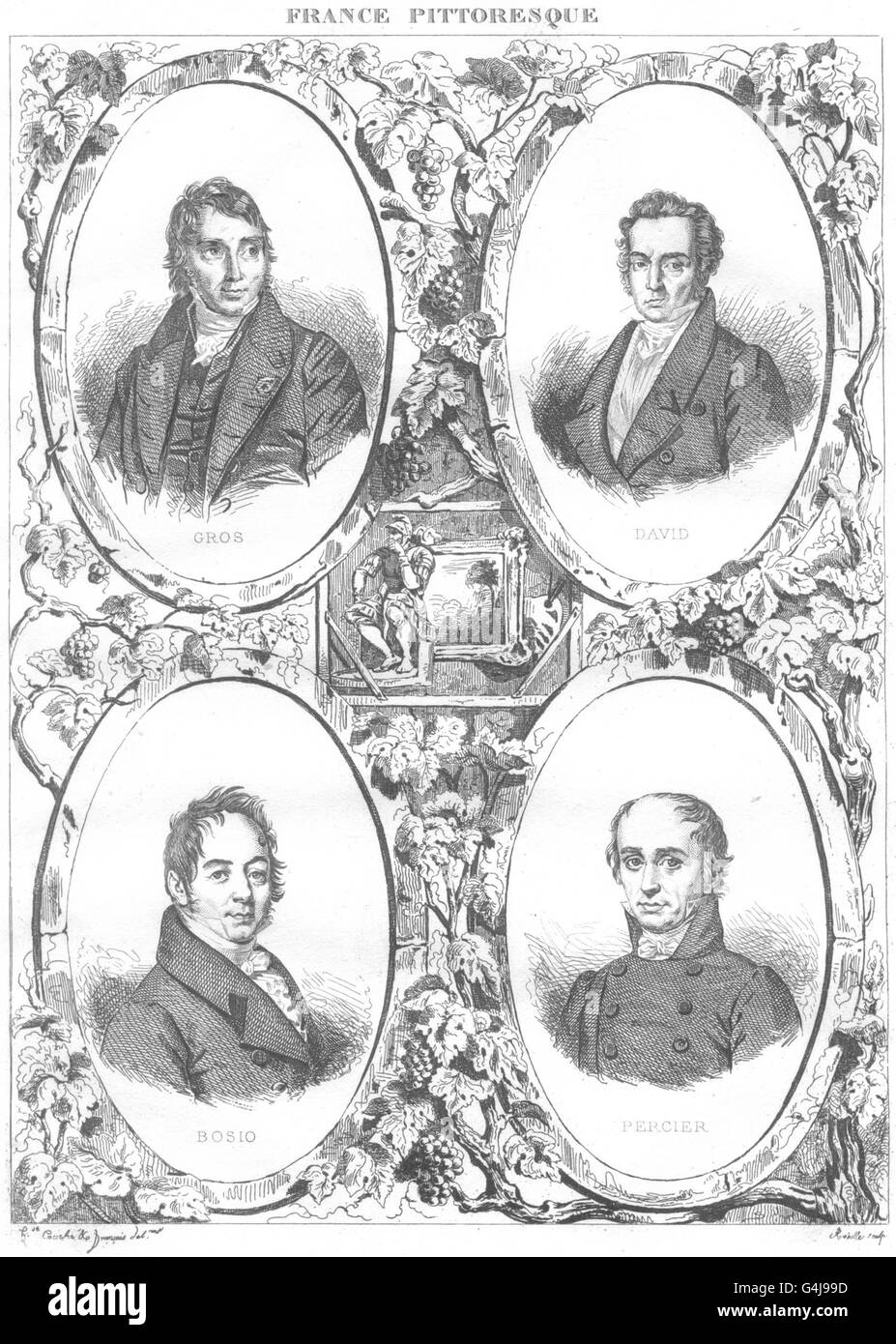 FRANCE: Gros; David; Bosio; Percier, antique print 1835 Stock Photo - Alamy