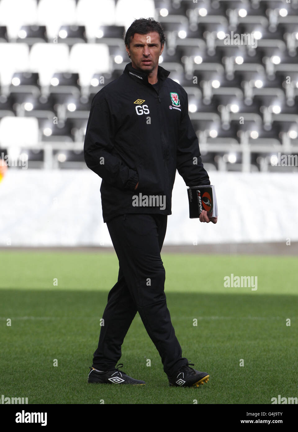 Wales' Manager Gary Speed during a training session at the Liberty ...