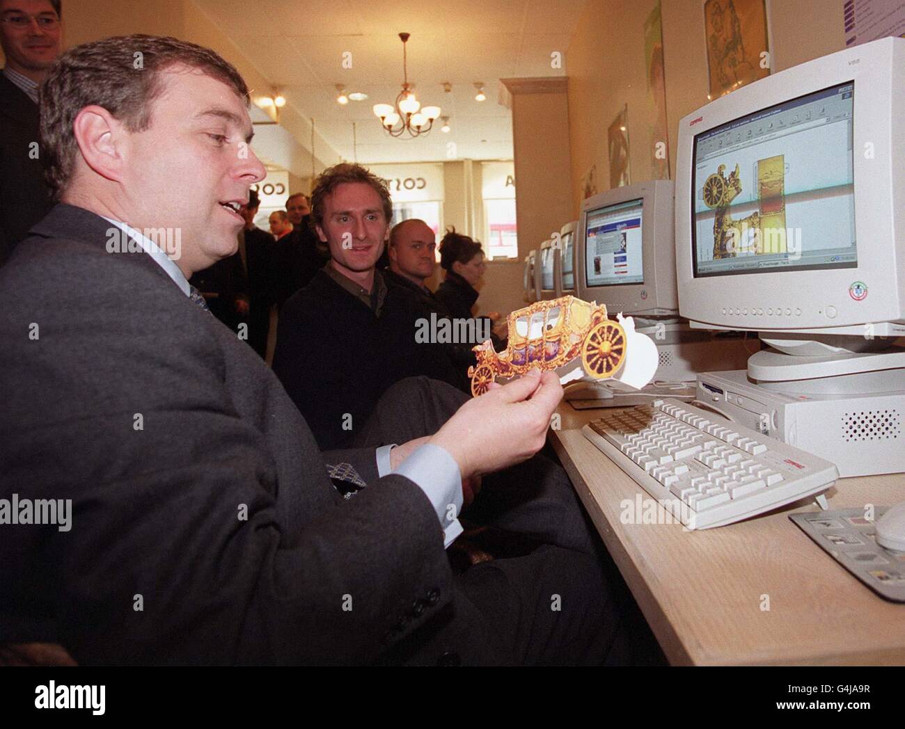 The Duke of York inspects a cardboard model of the Gold State Coach ...