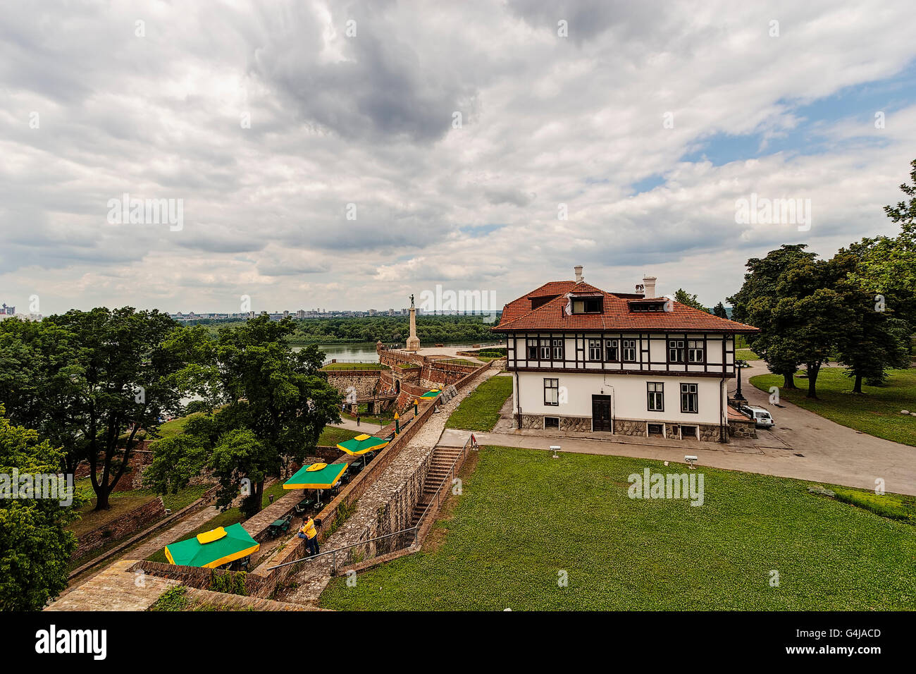 Belgrade medieval walls of fortress, park and museum, Serbia Stock ...
