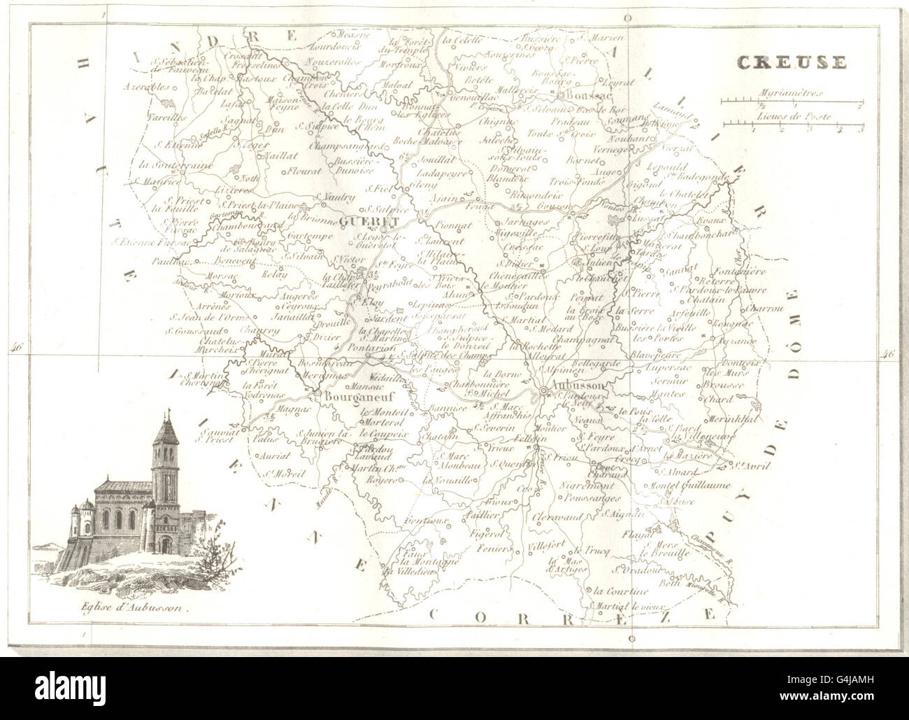 CREUSE: Creuse. Département , 1835 antique map Stock Photo - Alamy