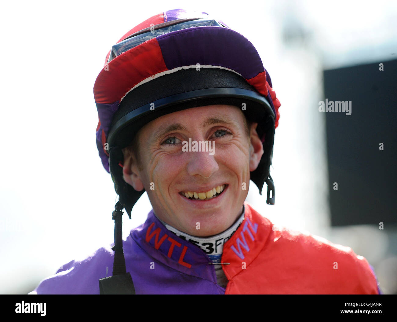 Jockey Paul Hanagan ahead of the TSG Nursery during the October Finale ...