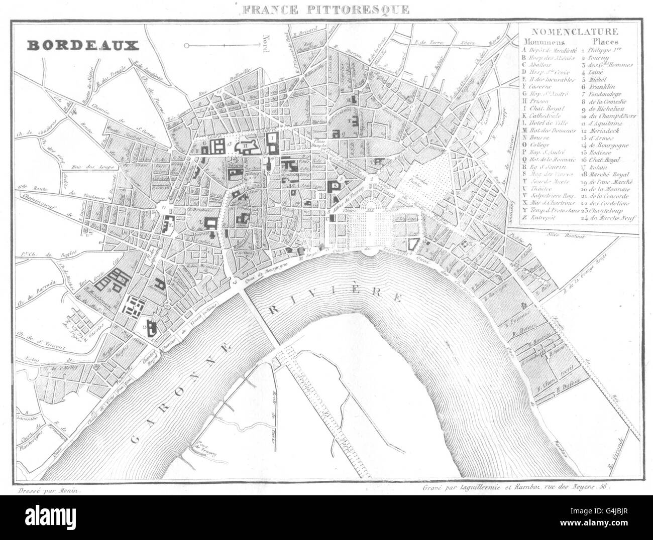 Antique map of bordeaux Black and White Stock Photos & Images - Alamy