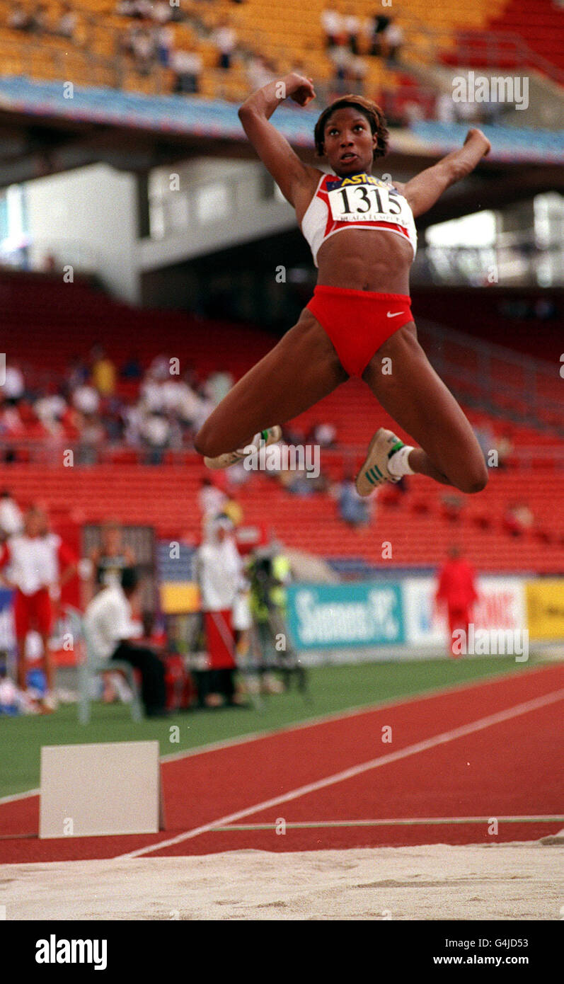 Denise Lewis competes for England in the Long Jump on the second and ...