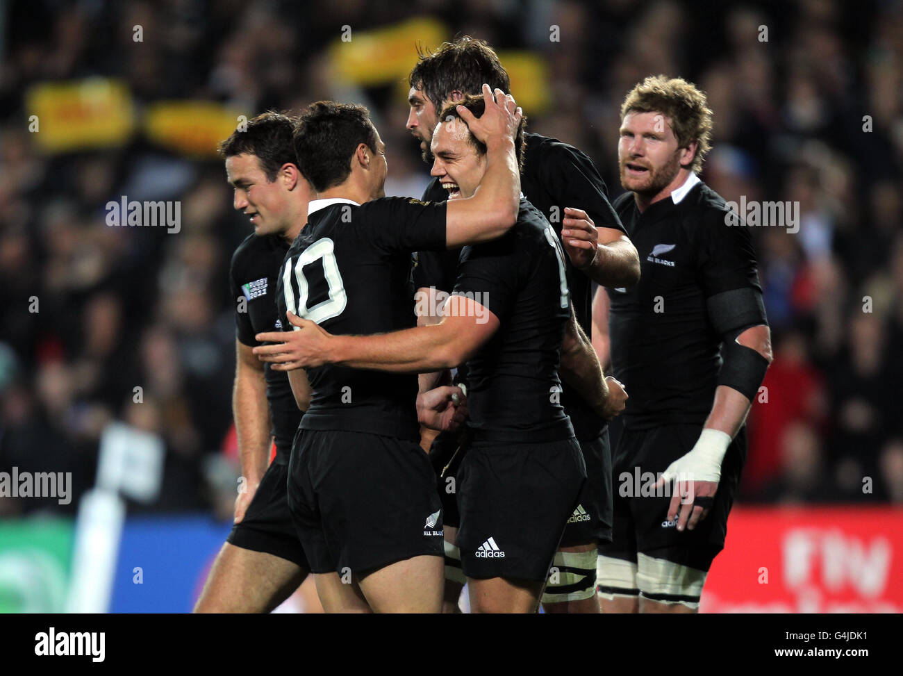 New Zealand's Israel Dagg celebrates scoring his sides third try with ...