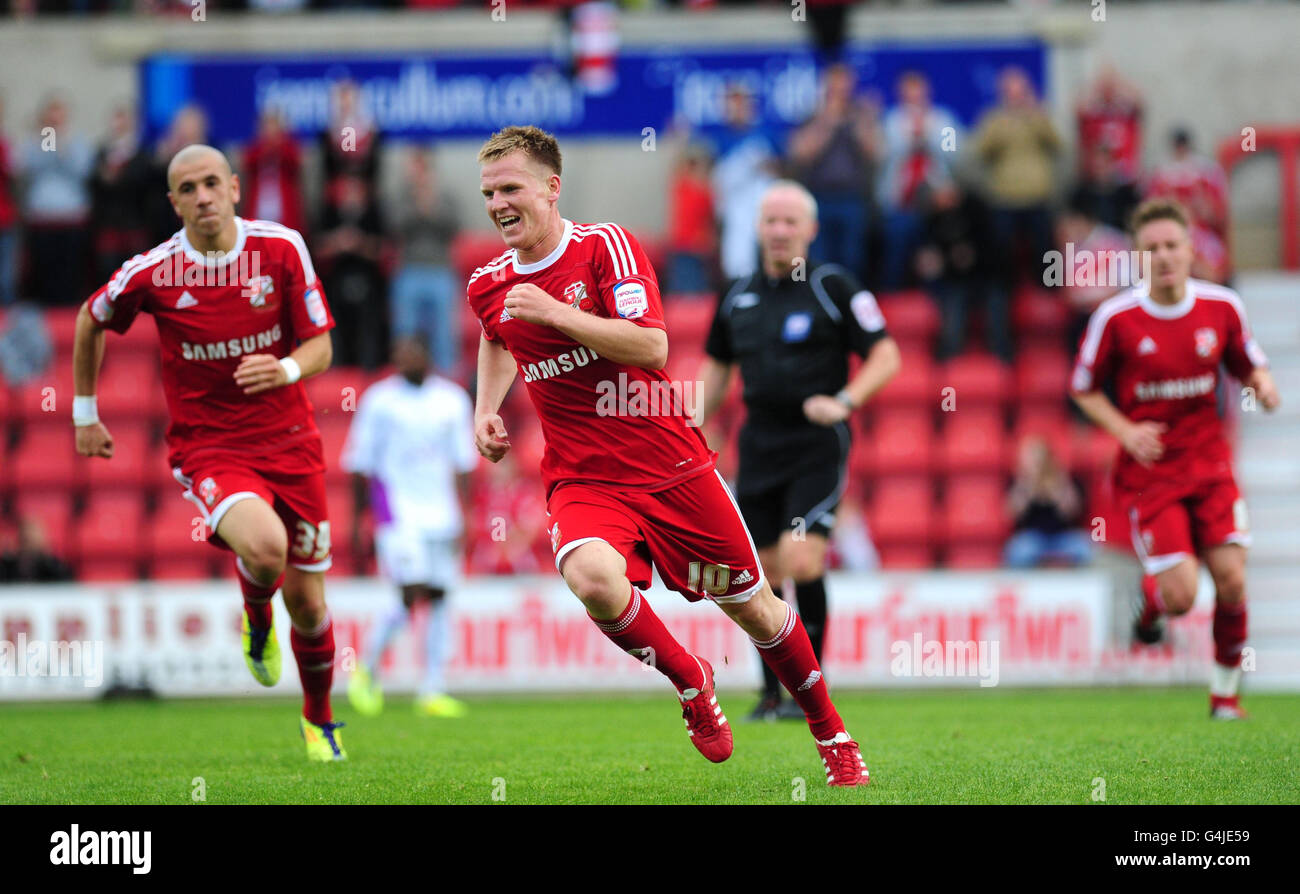 Swindon Town's Matt Ritchie celebrates his goal against Barnet to make ...