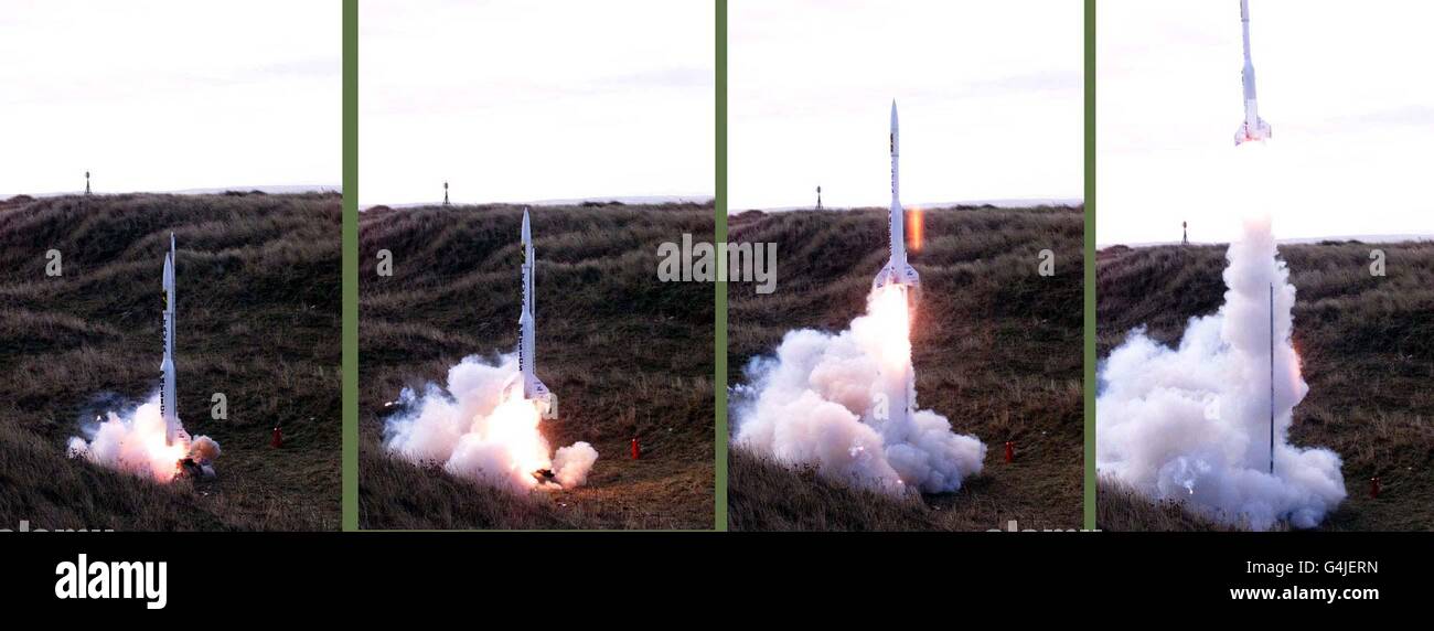British rocket designer Steve Bennett launches his latest rocket "The ...