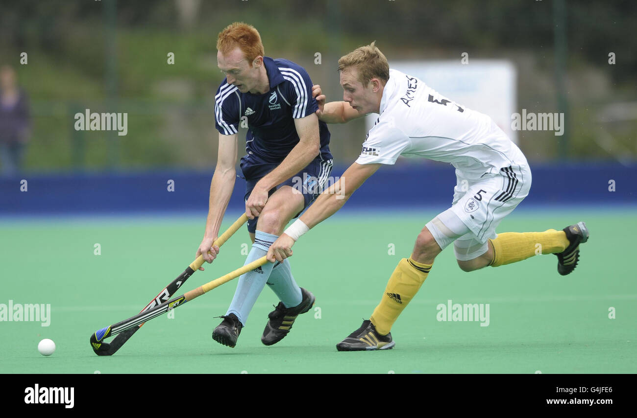 Reading's Harry Slater (left) challenges with Beeston's David Ames ...