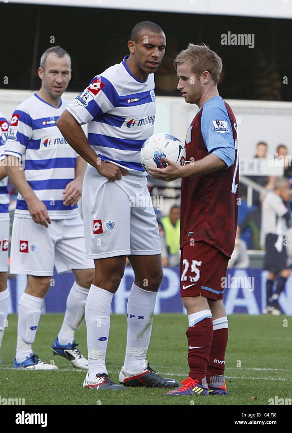 Queens Park Rangers' Anton Ferdinand has a word with Aston Villa's ...