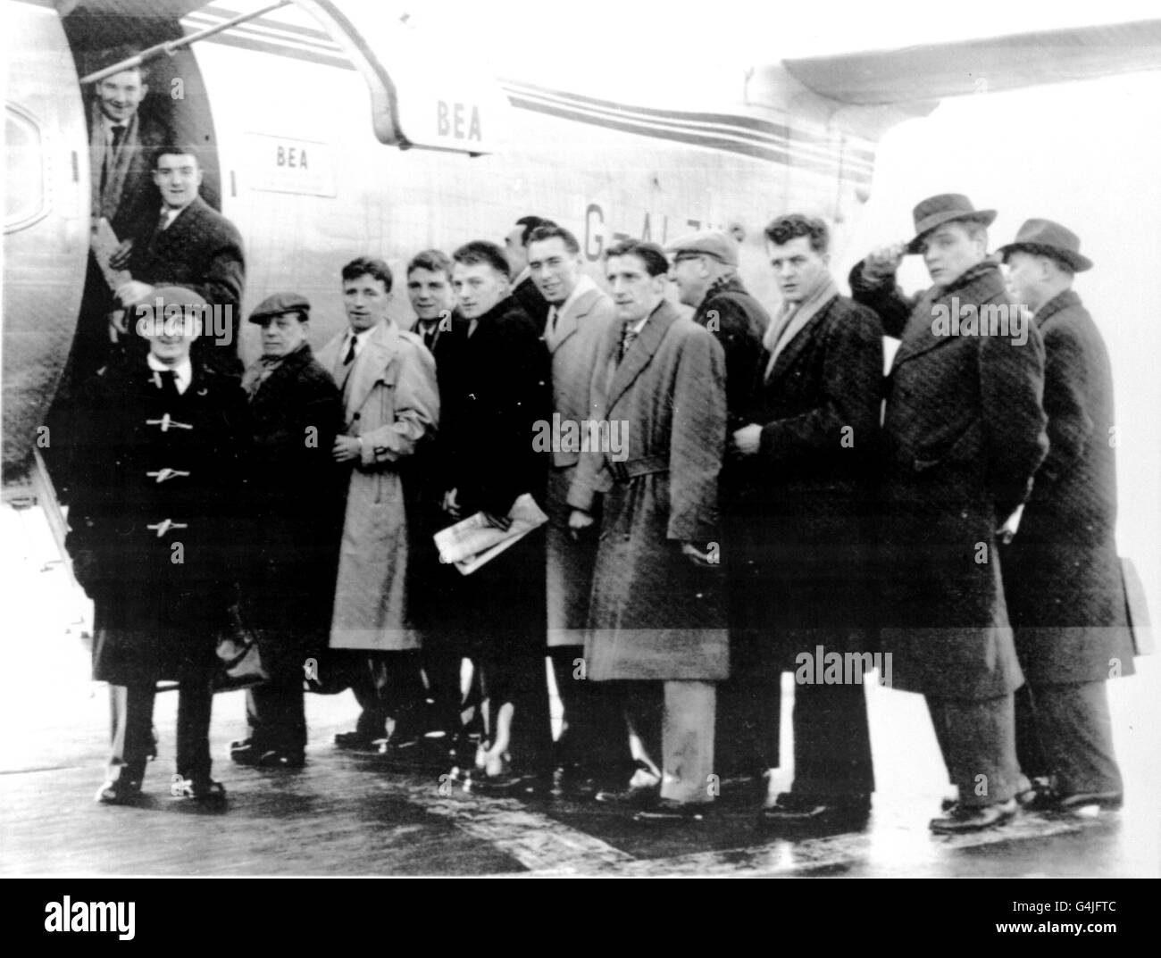 Members of the Manchester United football team board the BEA ...