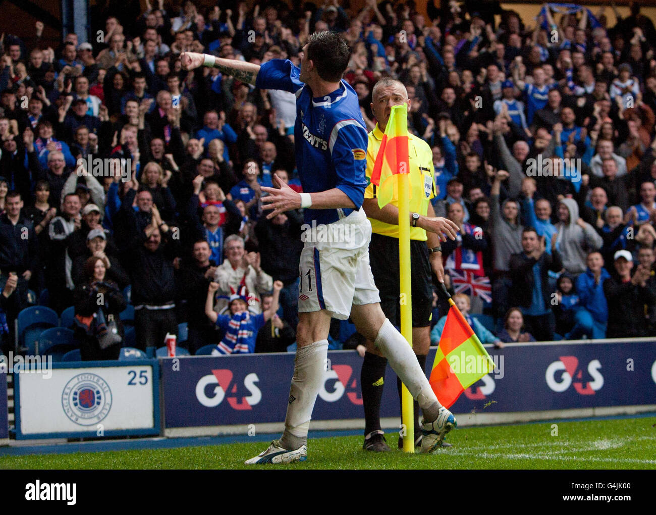 Rangers' Kyle Lafferty celebrates after scoring during the Clydesdale ...