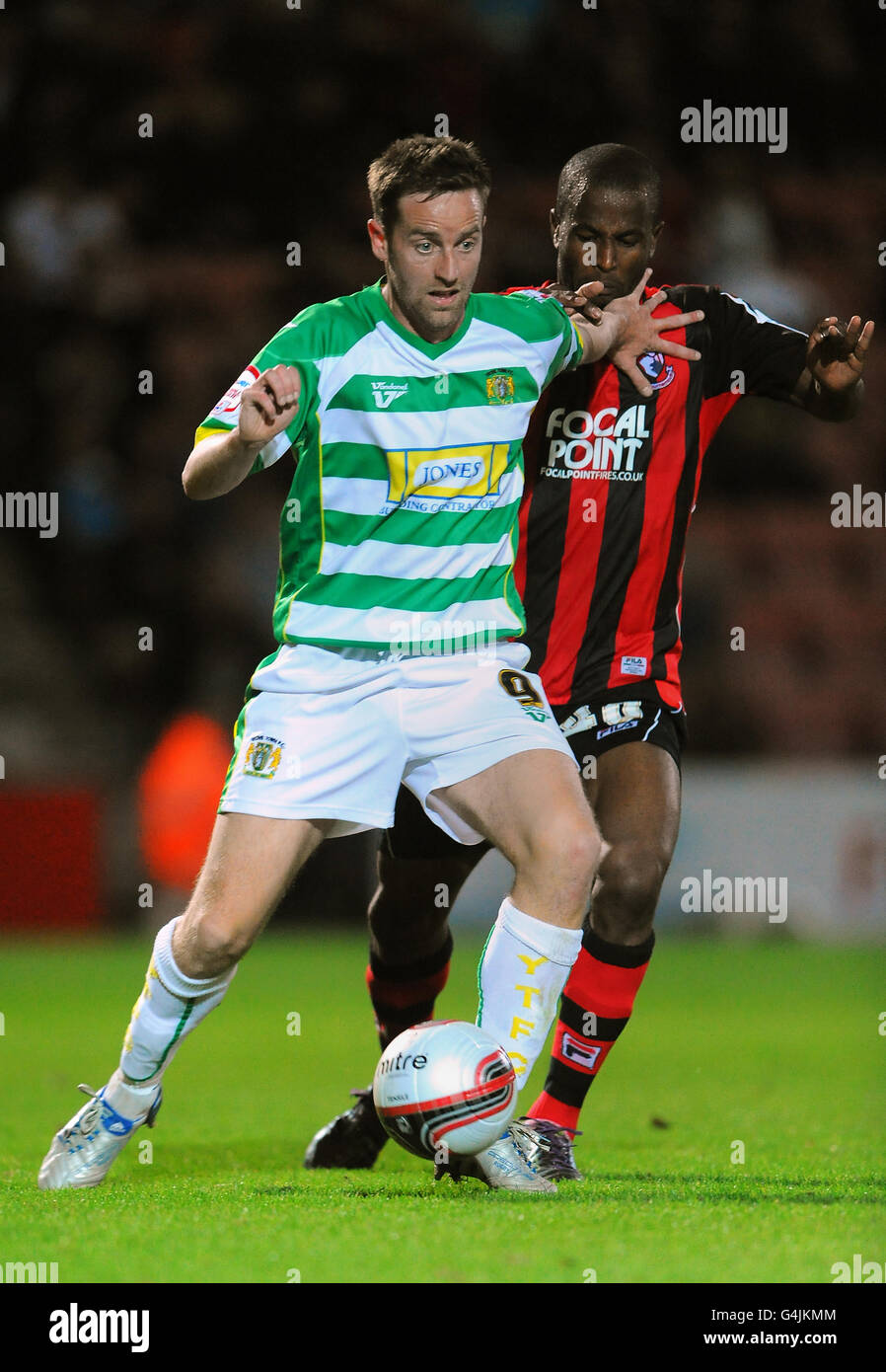 AFC Bournemouth's Stephane Zubar and Yeovil Town's Steve MacLean Stock ...