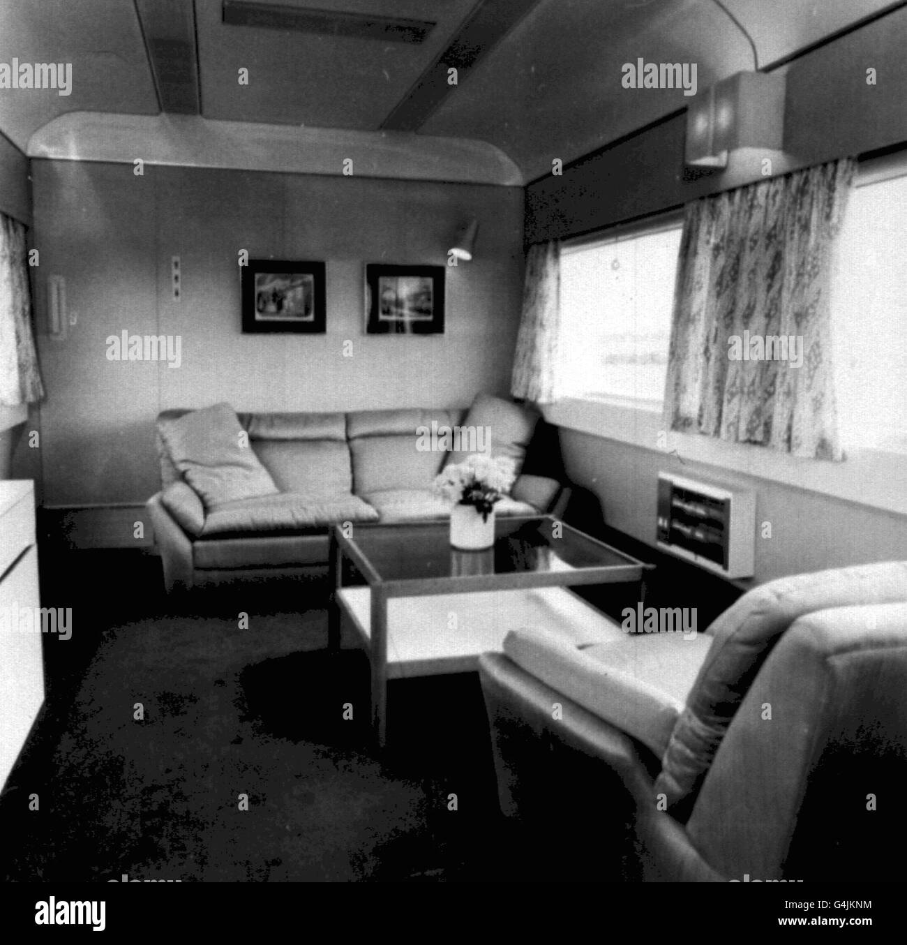 Library file, dated 16/5/77. The lounge area of the Royal Train coach ...
