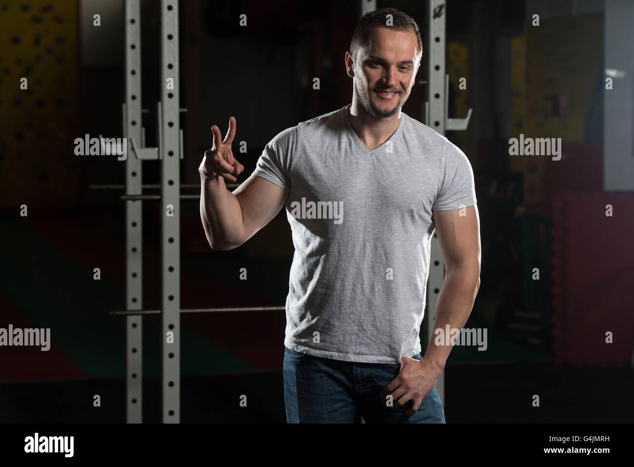 Man showing peace sign hi-res stock photography and images - Alamy
