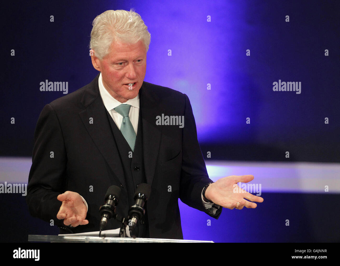 Former US President Bill Clinton speaking at the Global Irish Economic ...