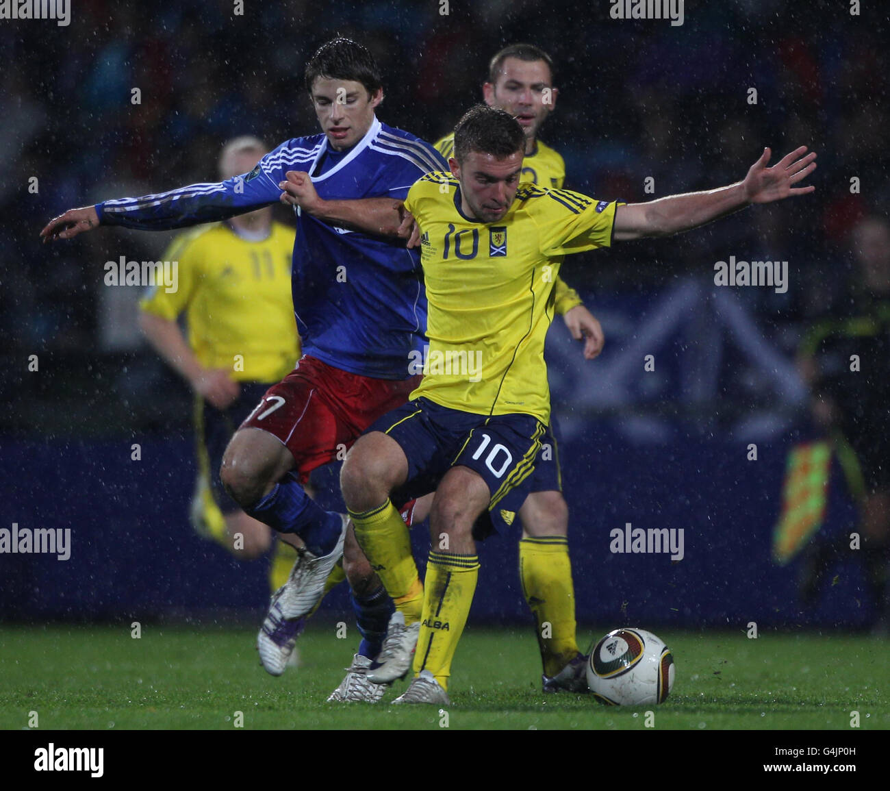 Scotland's James Morrison (right) in action with Liechtenstein's Rony ... Scotland's James Morrison (right) in action with Liechtenstein's Rony ...