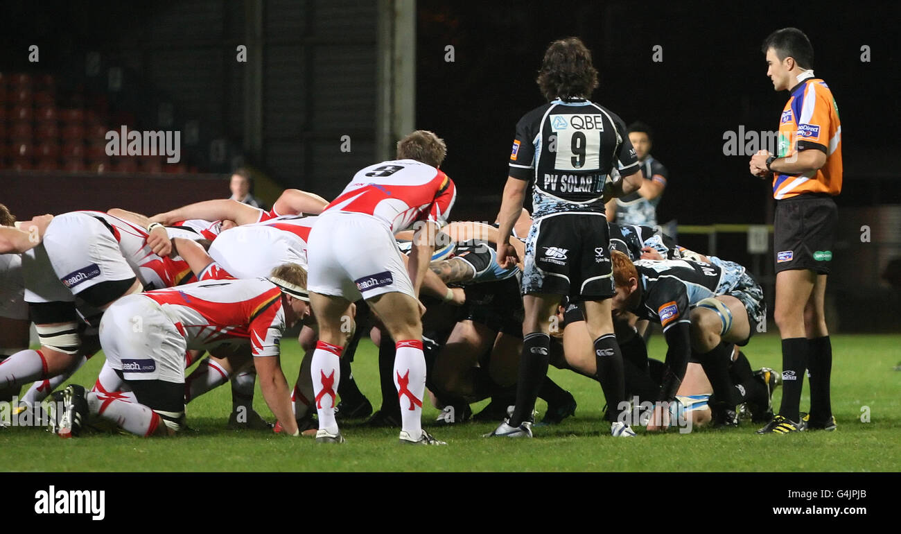 Glasgow warriorss colin gregor puts the ball into the scrum hi-res ...