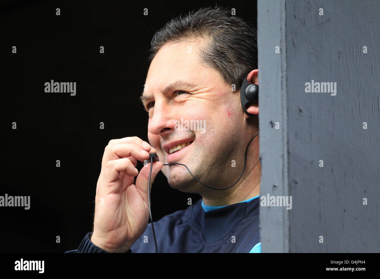 Rugby head shot headshot portrait speaking speaks into mic microphone ...
