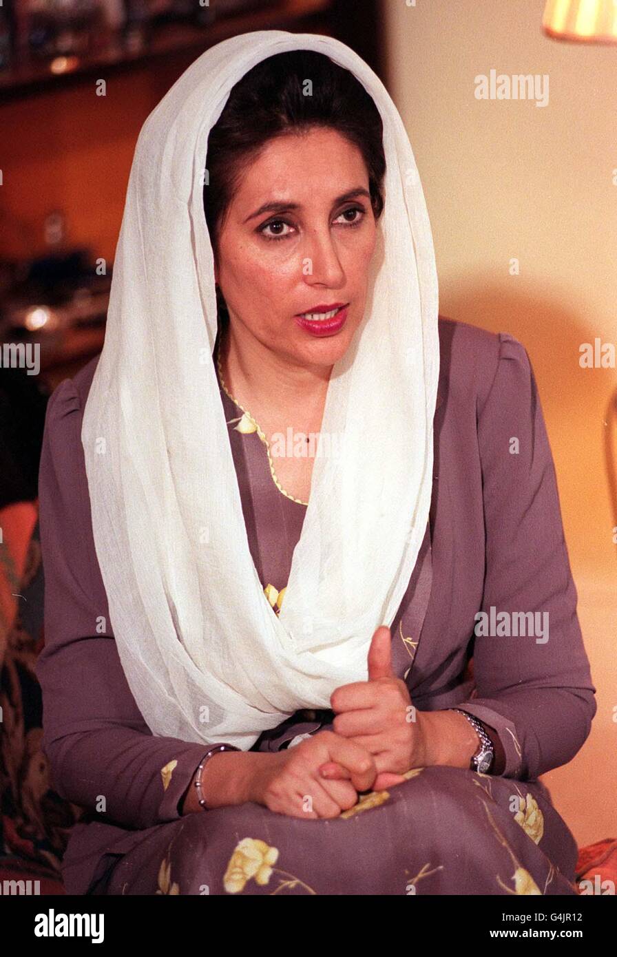 Former Pakistan premier Benazir Bhutto at her London residence ...