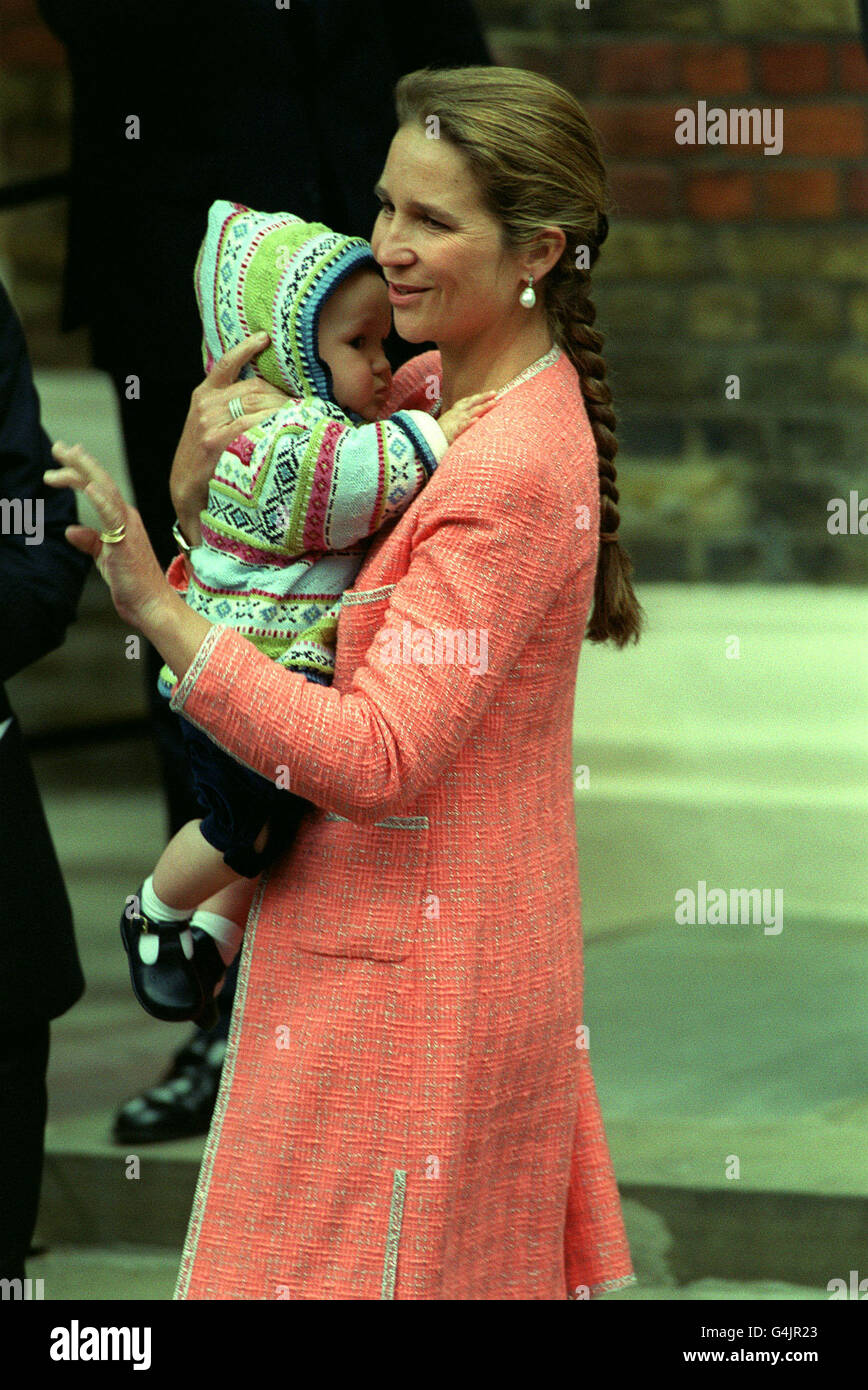 Princess Elena of Spain with her son, Felipe Juan, arrives at the Greek ...