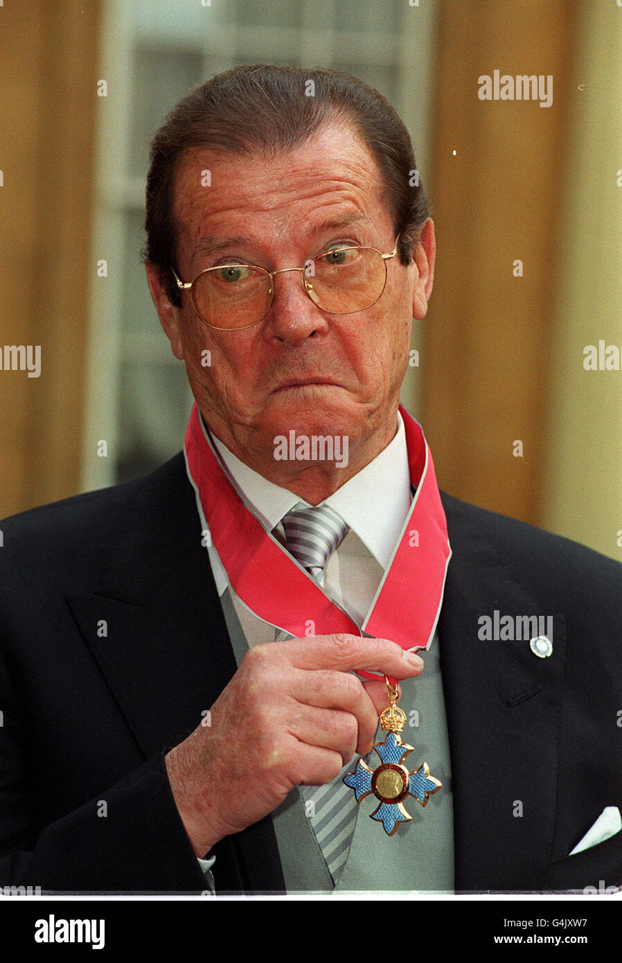 Actor Roger Moore, famous for his role as Agent 007 James Bond, at ...