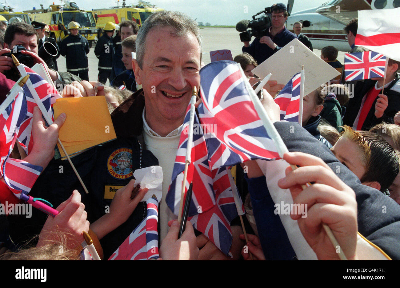 Breitling Balloon pilot Brian Jones arrives at Bristol airport to a ...