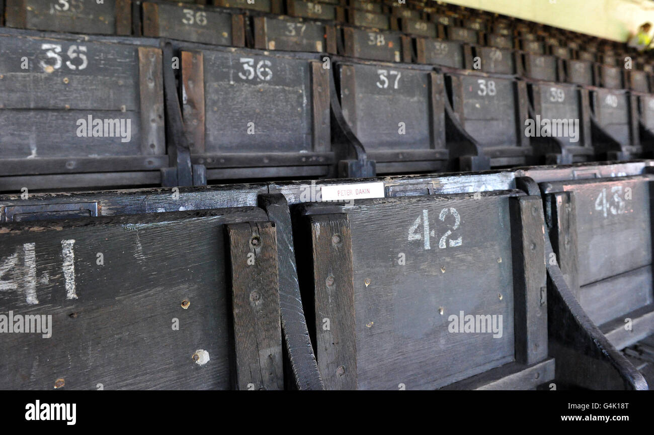 General view of wooden seating inside oakwell stadium hi-res stock ...