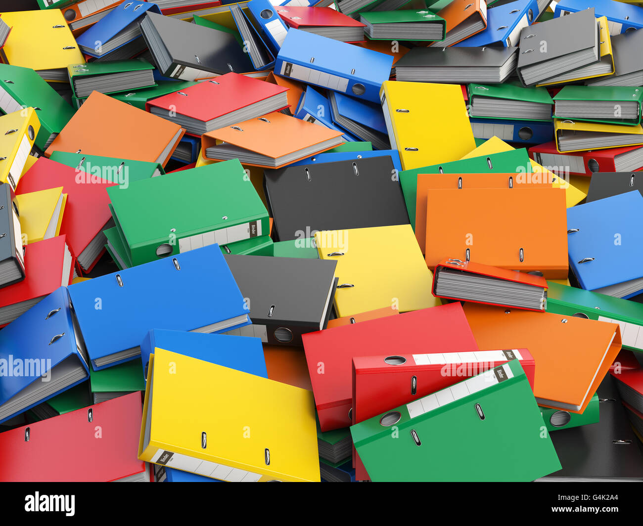 File binders or folders with documents. Paperwork office colourful ...