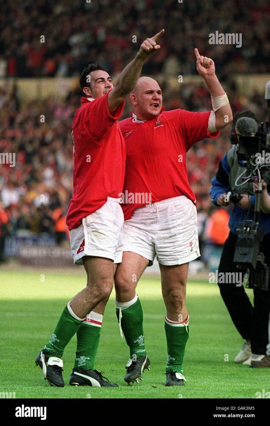 Wales' Craig Quinnell (right) and Chris Wyatt celebrate their win at ...