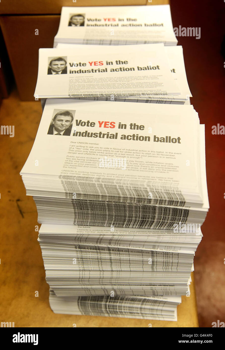 Leaflets and Unison Ballot papers are prepared in north London, as more ...