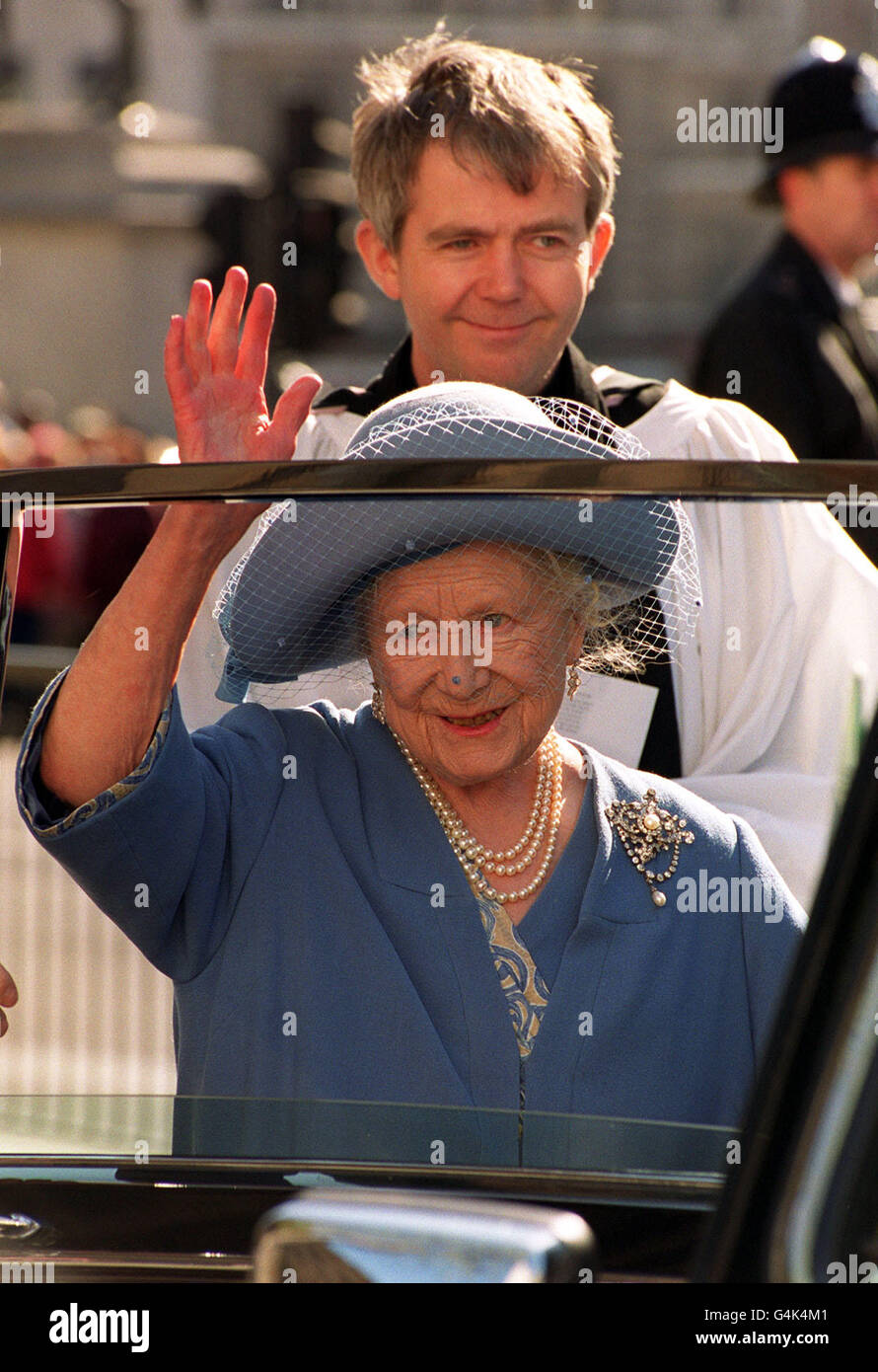 The Reverend Nicholas Holtam accompanies the Queen Mother to her car ...