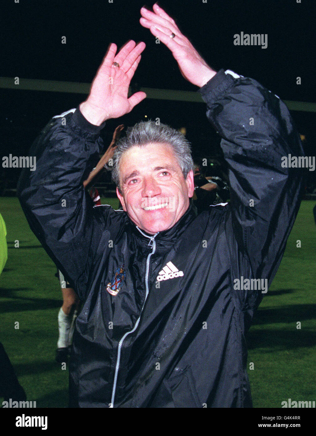 Fulham Football Club manager Kevin Keegan salutes the crowd after his ...