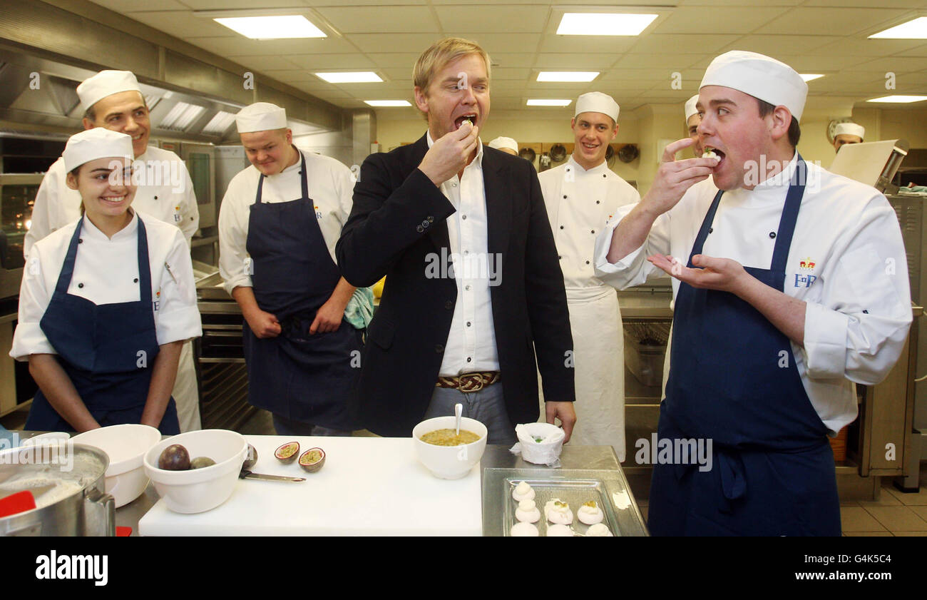 Australian chef and restaurateur Mr Bill Granger (centre) tastes a ...