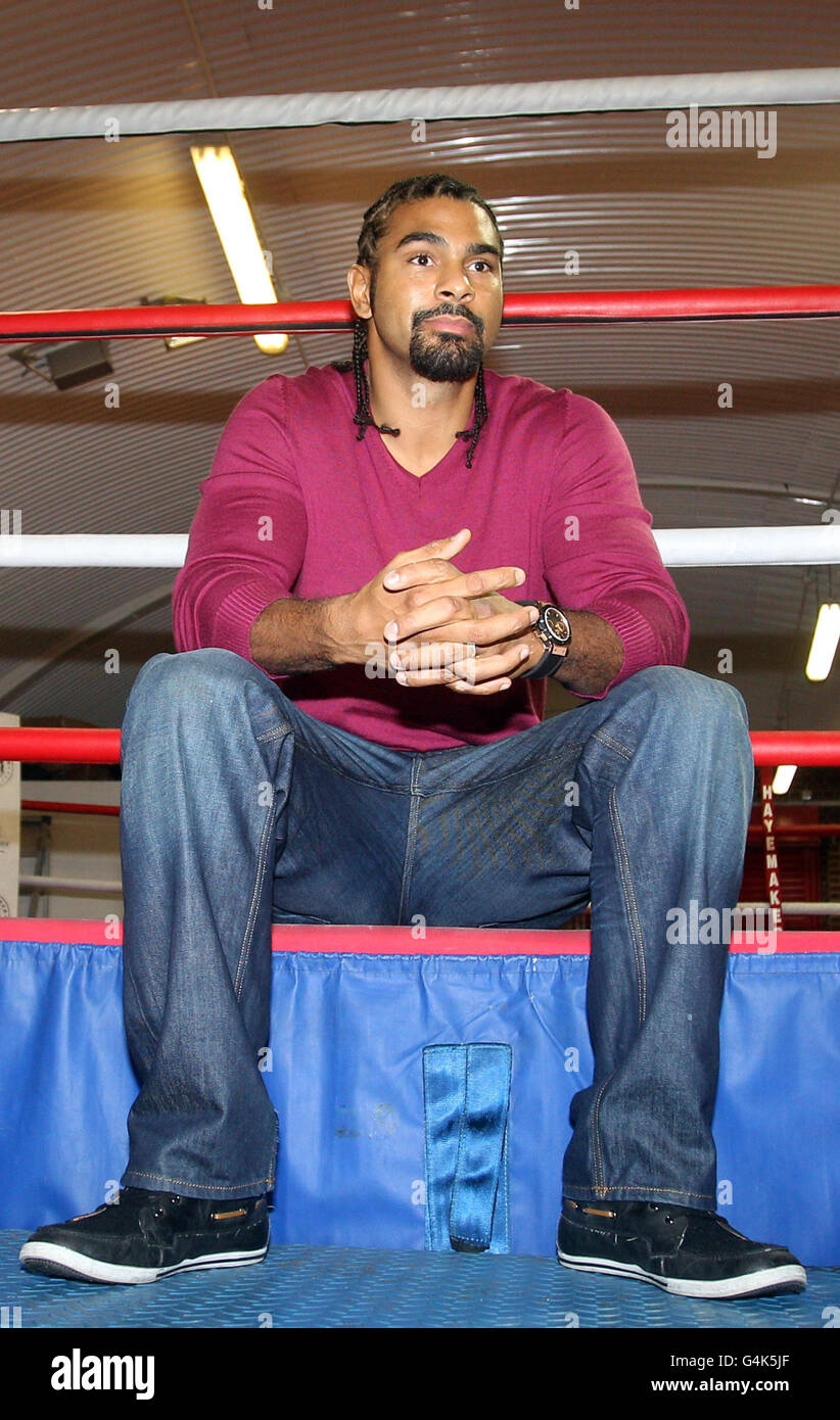 Heavyweight boxer David Haye at his gym in South London as he announces ...