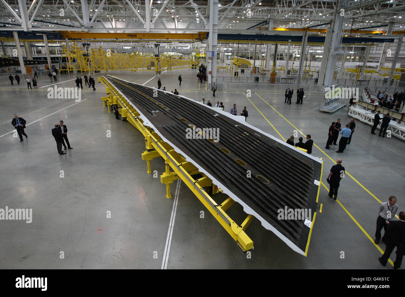 General view of an Airbus 365 wing at the Airbus UK Factory in ...