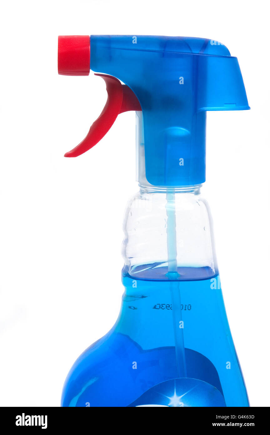 Items used to clean and clean a house photographed in studio on white ...