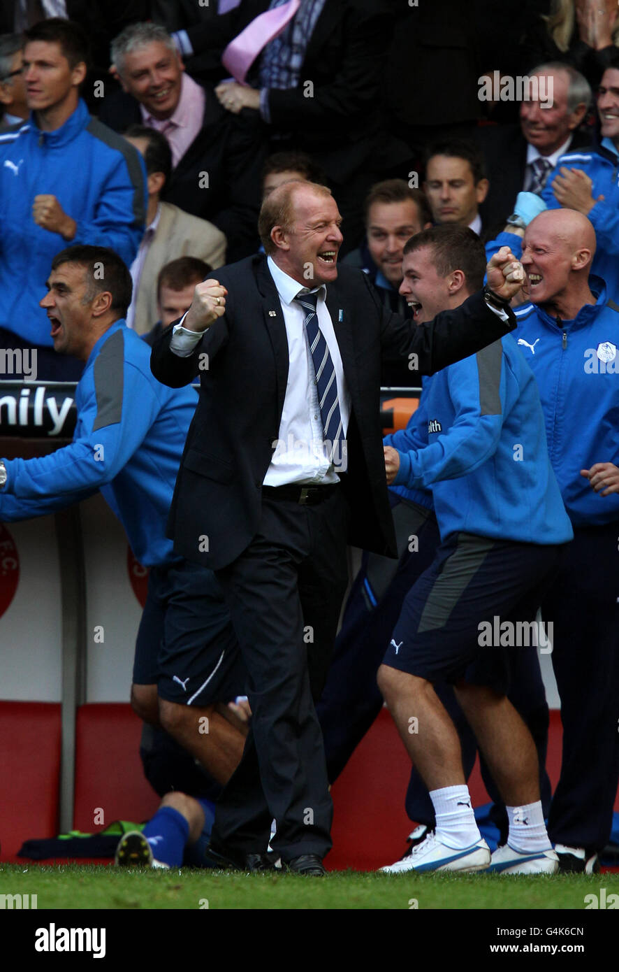 Sheffield Wednesday's manager Gary Megson celebrates after his side ...