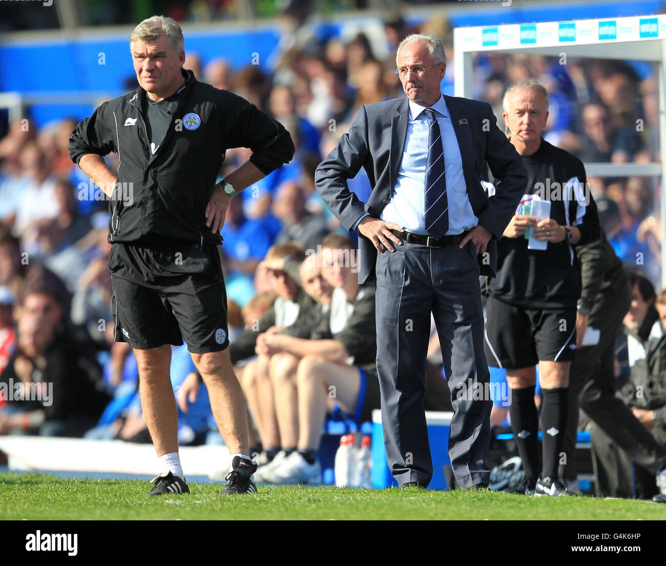 Leicester City's Assistant manager Derek Fazackerley (left) and manager ...
