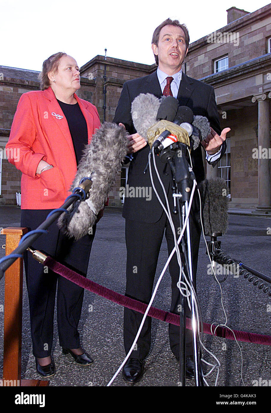 British Prime Minister Tony Blair at Hillsborough Castle with Mo Molam ...