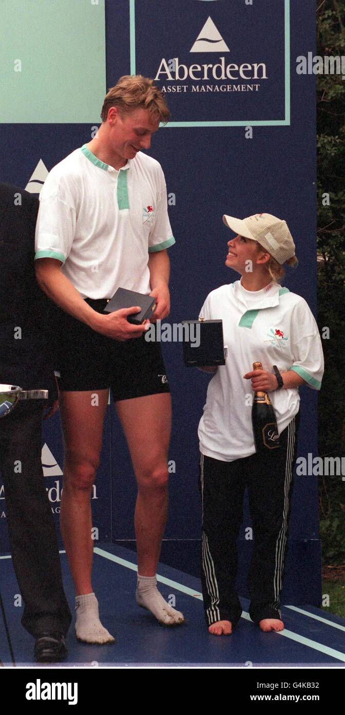 Cambridge University cox Vian Sharif (right) talks to crew member Toby ...