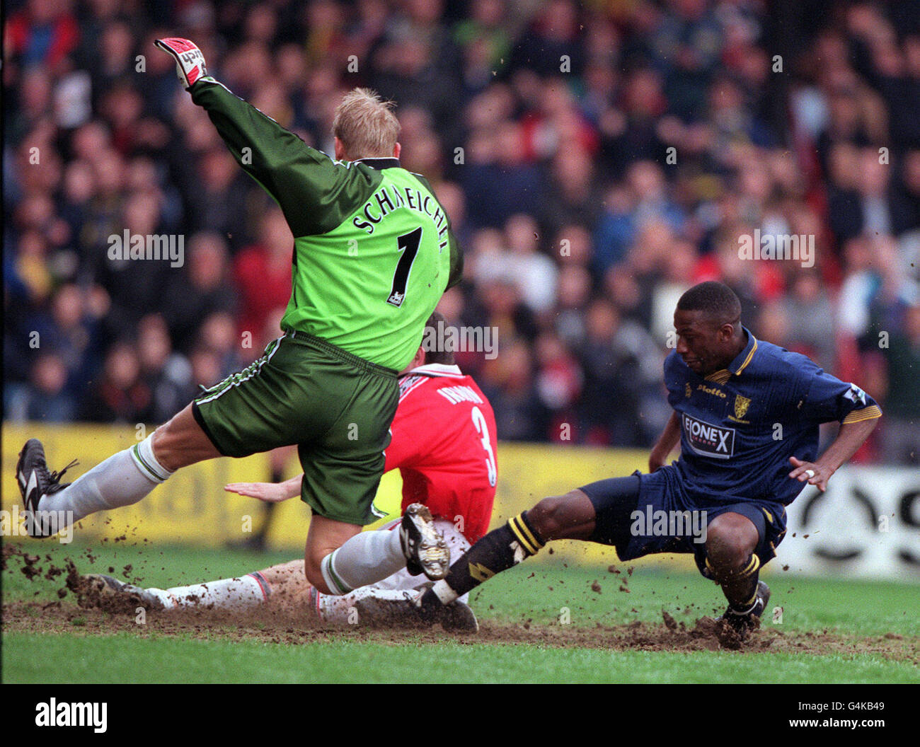 Manchester uniteds peter schmeichel during the match hi-res stock ...